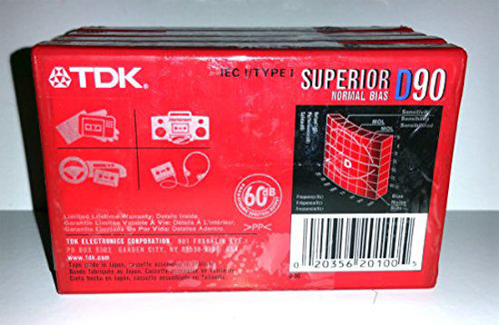 GetUSCart- TDK Superior Normal Bias D90 IEC I / Type I For Everyday Recording Audio Cassette ...
