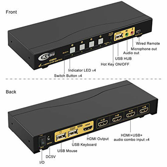 GetUSCart- CKLau 4Kx2K Ultra HD 4 Port HDMI Cables KVM Switch Control 4 ...