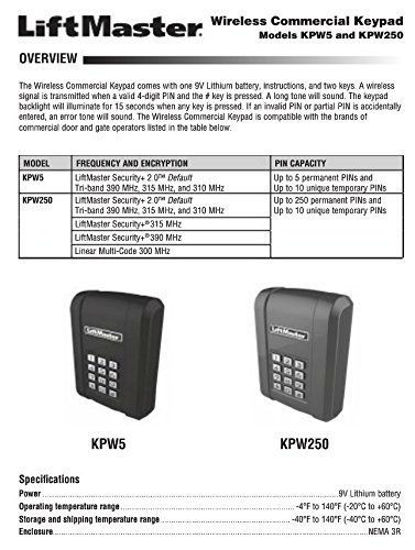 GetUSCart- LiftMaster KPW5 Wireless 5 Code Commercial Keypad