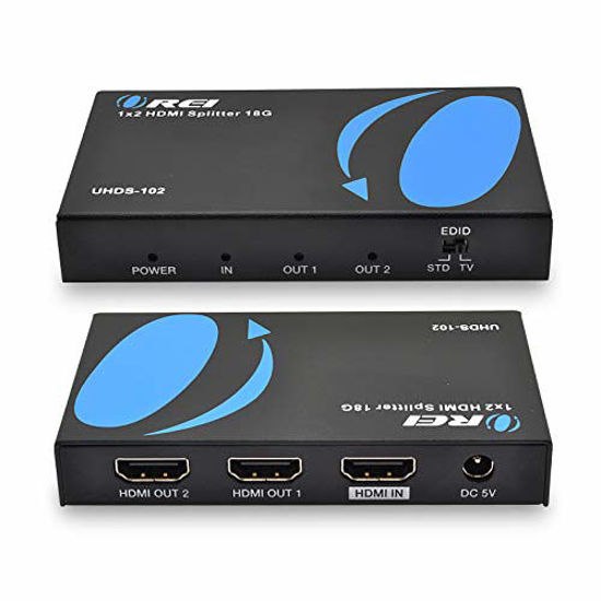 GetUSCart- Orei UltraHD 4K @ 60 Hz 1 X 2 HDMI Splitter 1 in 2 Out 2 Port 2: 8-Bit - HDMI 2.0 ...