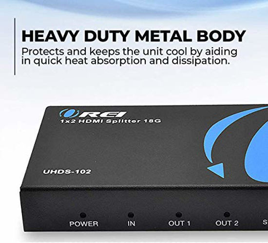 GetUSCart- Orei UltraHD 4K @ 60 Hz 1 X 2 HDMI Splitter 1 in 2 Out 2 Port 2: 8-Bit - HDMI 2.0 ...