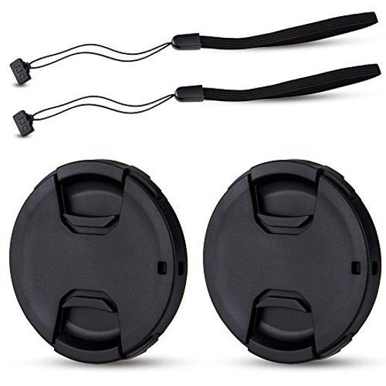 GetUSCart- 2 Pack JJC 43mm Center Pinch Front Lens Cap Cover with Elastic Lens Cap Keeper for ...