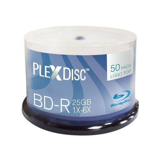 GetUSCart- PlexDisc 633-814 25 GB 6X Blu-ray Logo Top Single Layer Recordable Disc BD-R, 50-Disc ...