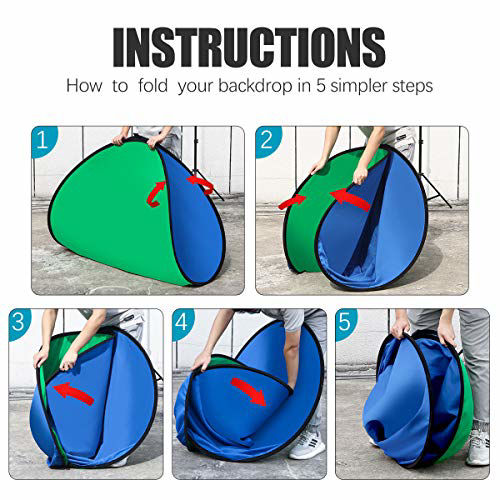 GetUSCart- 5'X7'Portable Green Screen Backdrop with Stand Blue and ...