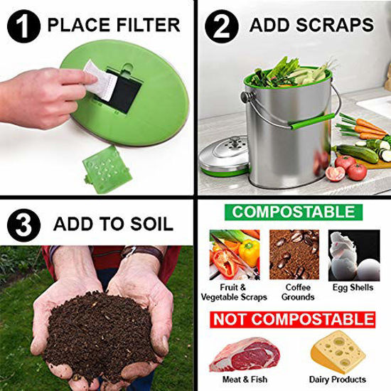 GetUSCart- iTouchless Stainless Steel Compost Bin 1.6 Gallon Includes ...