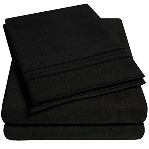 GetUSCart- 1500 Supreme Collection Extra Soft Twin Sheets Set, Black ...