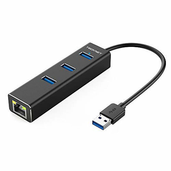 GetUSCart- TECKNET Aluminum 3-Port USB 3.0 Hub with RJ45 10/100/1000 ...
