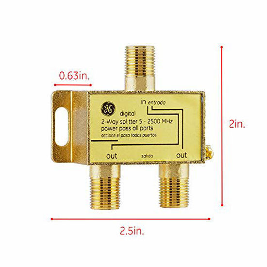 GetUSCart- GE Digital 2-Way Coaxial Cable Splitter, 2.5 GHz 5-2500 MHz ...