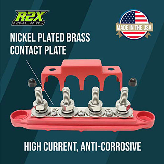 GetUSCart- 4 Post Power Distribution Block Bus Bar Pair with Cover - Made in The USA - 250 Amp ...