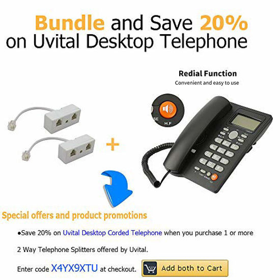 GetUSCart- Two Way Telephone Splitters, Uvital Male to 2 Female ...