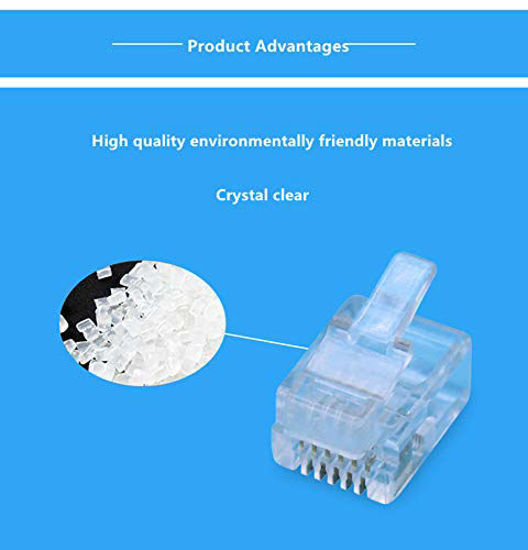 GetUSCart- 100 Pack RJ12 6P6C Plug, Uvital Transparent Telephone Jack ...