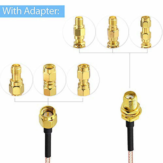 GetUSCart- SUPERBAT SMA Male to SMA Female RF Coaxial Coax Cable 12inches + 5pcs RF Coax Adapter ...