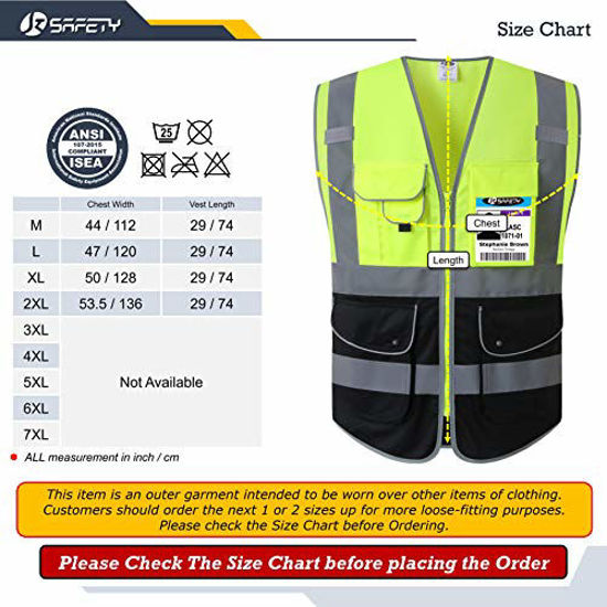 GetUSCart- JKSafety 9 Pockets High Visible Reflective Safety Vest Zipper Front Breathable Lining ...