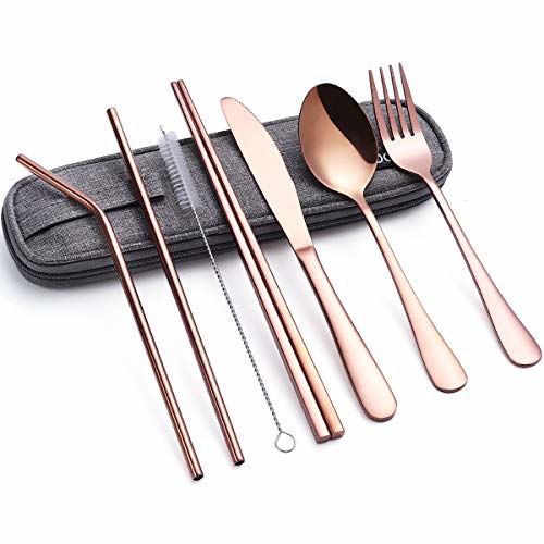 GetUSCart- Portable Stainless Steel Flatware Set, Travel Camping Cutlery Set, Portable Utensil ...