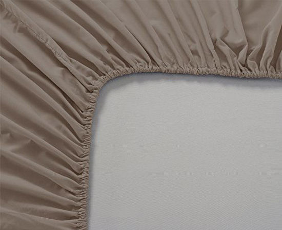 GetUSCart- Mellanni Fitted Sheet TwinXL Tan Brushed Microfiber 1800 ...