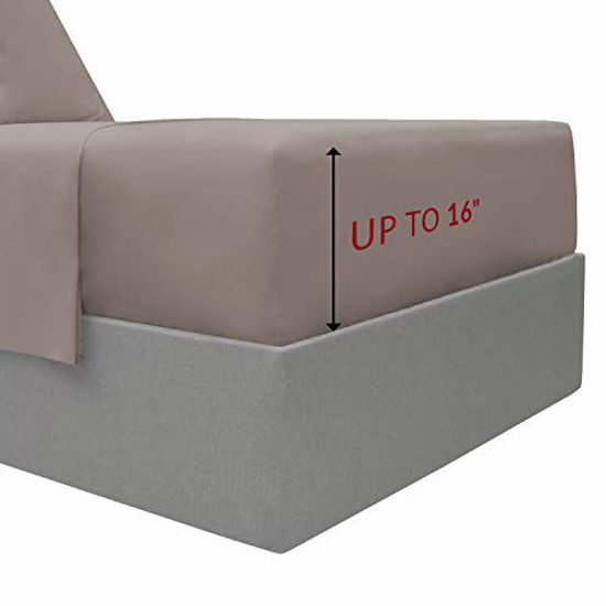 GetUSCart- Mellanni Fitted Sheet TwinXL Tan Brushed Microfiber 1800 ...