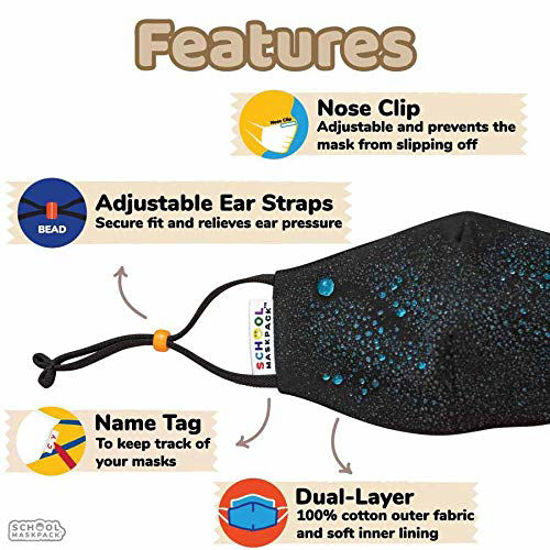 GetUSCart- SchoolMaskPack Teen/Adult Black Reusable Cloth Face Mask Set ...