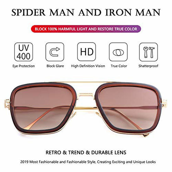 GetUSCart- Tony Stark Sunglasses Vintage Square Metal Frame Eyeglasses ...