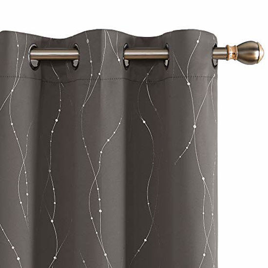 GetUSCart- Deconovo Blackout Curtains Wave Line with Little Dots Foil ...