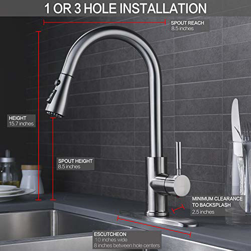 GetUSCart- WEWE Single Handle High Arc Brushed Nickel Pull Out Kitchen ...