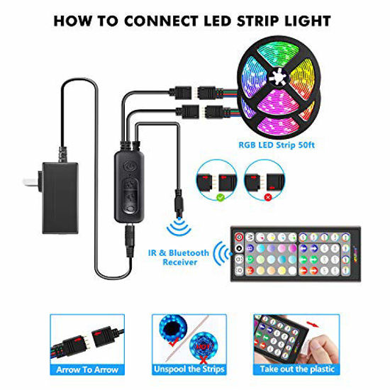 GetUSCart- 50Ft LED Strip Lights Music Sync Color Changing RGB LED ...