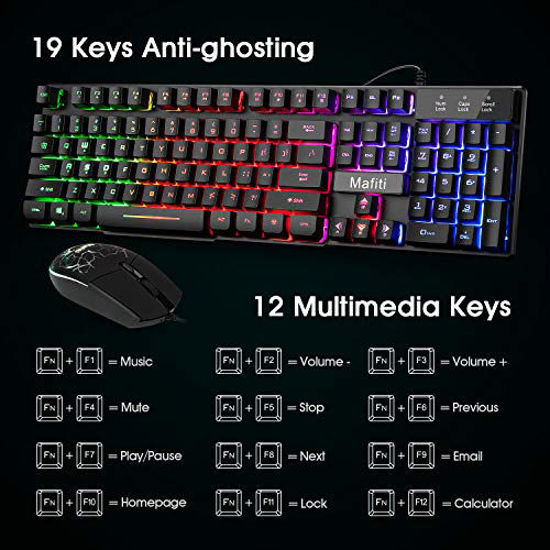 GetUSCart- Mafiti Gaming Keyboard and Mouse Combo, Wired RGB Backlit ...