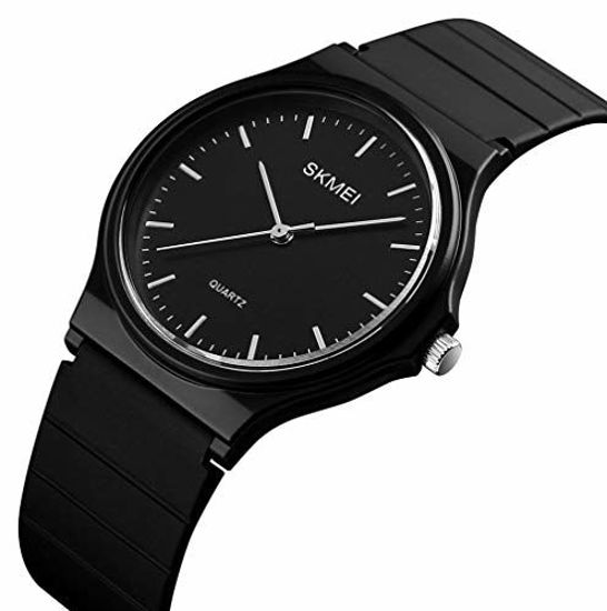 GetUSCart- Simple Design Analog Watch with Black Resin Band for Men ...