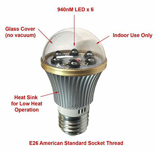 GetUSCart- Total Invisible Super Wide 940nM IR Light Bulb Lamp (6 High Power LED illuminators ...