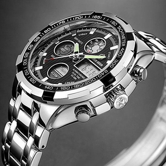 GetUSCart- GOLDEN HOUR Luxury Stainless Steel Analog Digital Watches ...