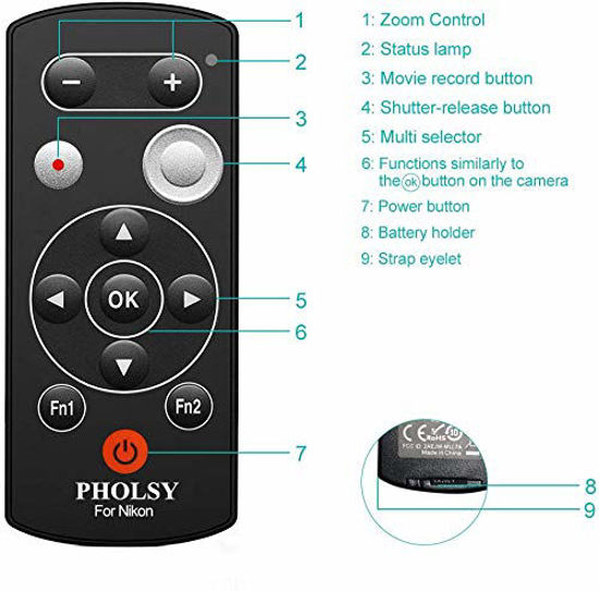 GetUSCart- PHOLSY Wireless Remote Commander for Nikon Z50, COOLPIX B600 ...
