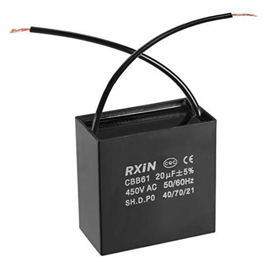 GetUSCart- uxcell CBB61 Run Capacitor 450V AC 20uF 2 Cable Metallized ...
