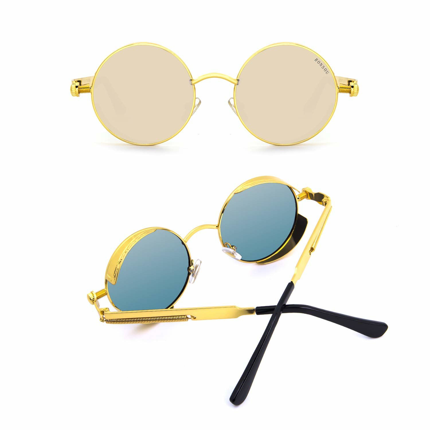 GetUSCart- Ronsou Steampunk Style Round Vintage Polarized Sunglasses ...