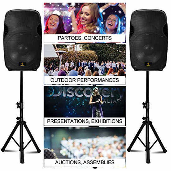 GetUSCart- AKUSTIK Dual 2-Way Powered PA Speaker System, Portable DJ ...