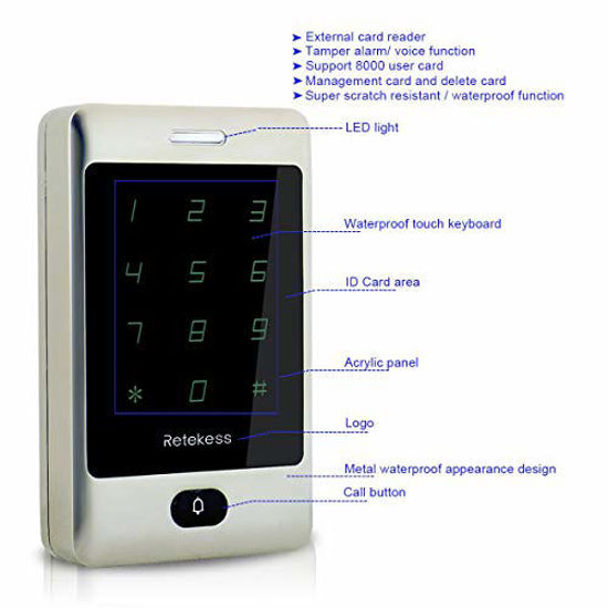GetUSCart- Retekess T-AC800 Wiegand Keypad,Door Access Control System,Touch Keypad RFID,8000 ...