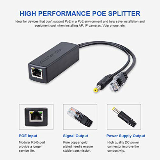 GetUSCart- Active POE Splitter Adapter, 48V to 12V, IEEE 802.3af ...