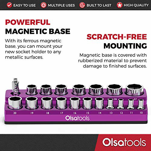 GetUSCart- Magnetic Socket Holder | 1/2-inch Drive | Metric | Purple ...