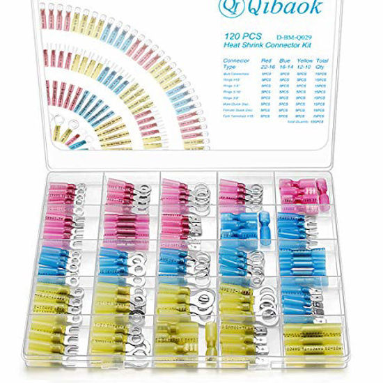 GetUSCart- 120 PCS Heat Shrink Wire Connectors Qibaok Insulated Electrical Terminals Kit ...
