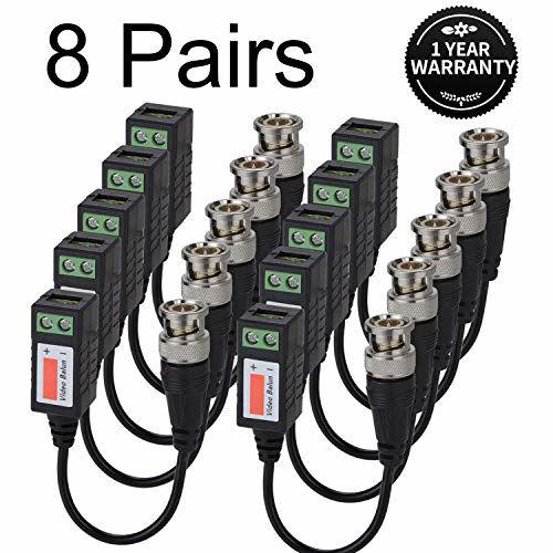 GetUSCart- Video Balun Connectors Passive 8 Pairs Cat5 HD Mini CCTV BNC Video Balun Transceiver ...