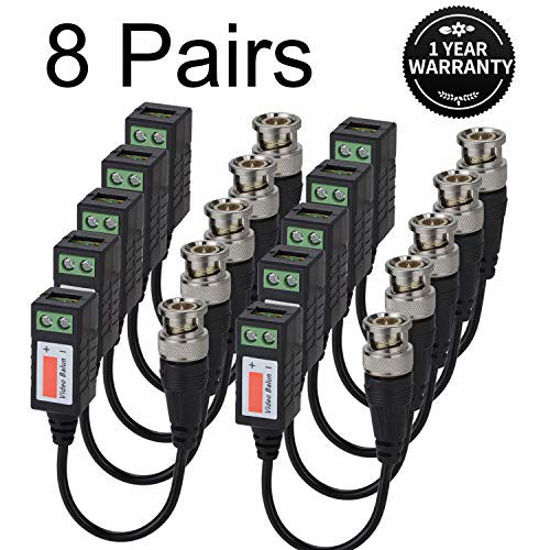 GetUSCart- Video Balun Connectors Passive 8 Pairs Cat5 HD Mini CCTV BNC Video Balun Transceiver ...