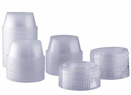 GetUSCart- [100 Sets - 3.25 oz.] Plastic Disposable Portion Cups With Lids