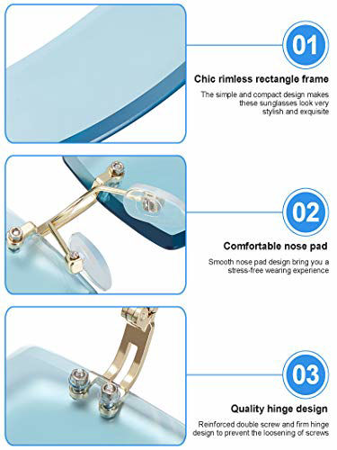 GetUSCart- 3 Pairs Rimless Rectangle Sunglasses Tinted Frameless ...