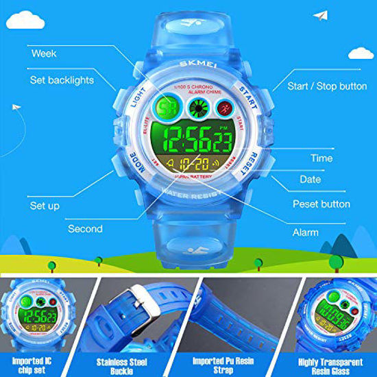 GetUSCart- Digital Watch for Boys, Blue Kids Digital Sports Waterproof ...
