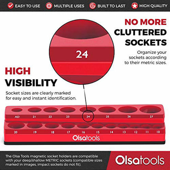 GetUSCart- Magnetic Socket Holder | 1/2-inch Drive | Metric | Red ...