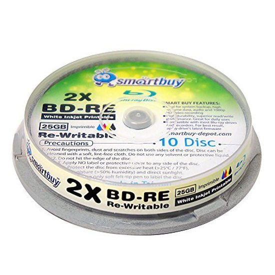 GetUSCart- 50 Pack Smartbuy 2X 25GB Blue Blu-ray BD-RE Rewritable White ...