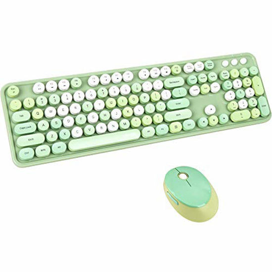 Getuscart Ubotie Colorful Computer Wireless Keyboard Mouse Combos Typewriter Flexible Keys