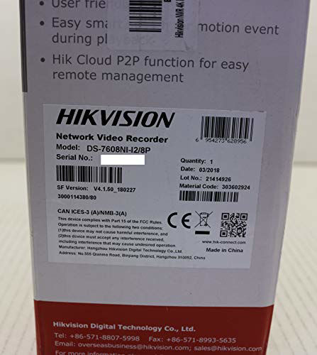 GetUSCart- Hikvision DS-7608NI-I2/8P 8CH IP Network Video Recorder Integrated 8 POE Embedded ...