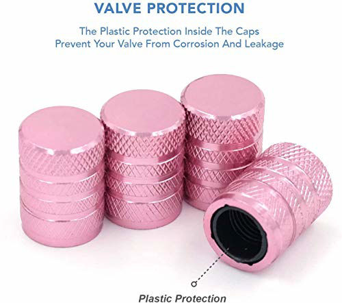 GetUSCart- CKAuto Tire Valve Stem Caps, Pink, 4 pcs/Pack, Anodized Aluminum Tire Valve Cap Set ...