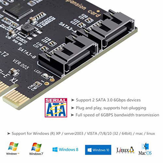 GetUSCart- MHQJRH PCI Express SATA 3.0 Controller Card, 2-Port PCIe to ...