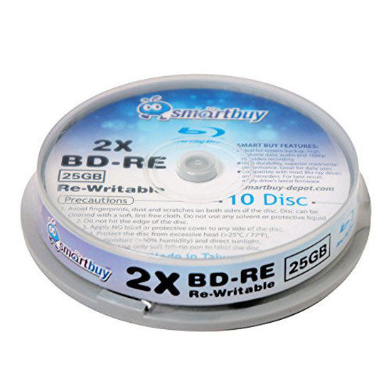 GetUSCart- 100 Pack Smartbuy 2X 25GB Blue Blu-ray BD-RE Rewritable Logo Blank Bluray Disc