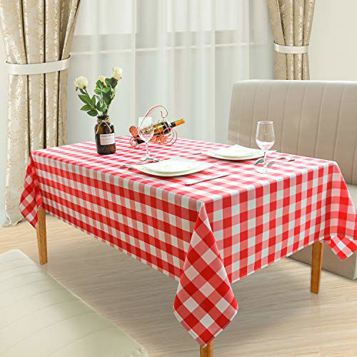 GetUSCart- Hiasan Red and White Checkered Tablecloth Rectangle - Stain ...